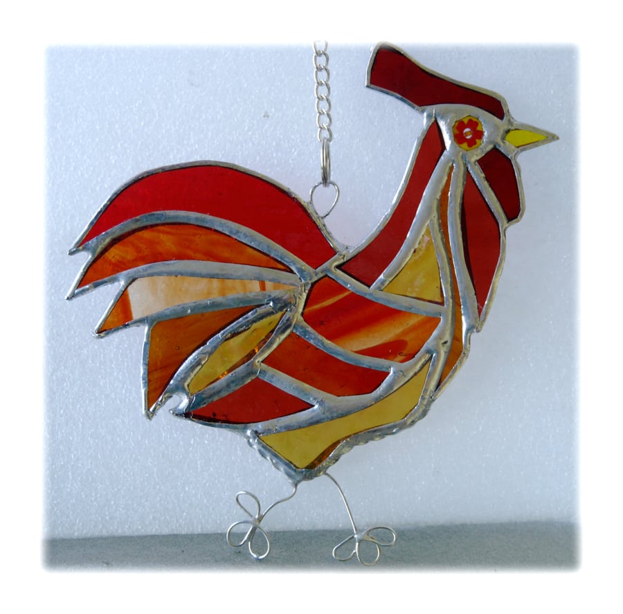 Cockerel Suncatcher Stained Glass chicken 028 - Folksy