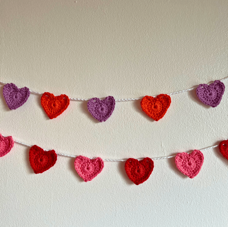 Handmade String of Crochet Hearts - Folksy