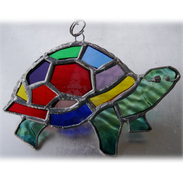 Suncatcher Stained Glass Tortoise Handmade Rain... - Folksy