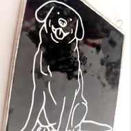 Black lab stained glass suncatcher - Folksy