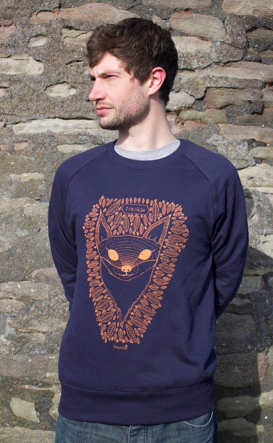 Mens organic sweater, Frankie the Fox. - Folksy