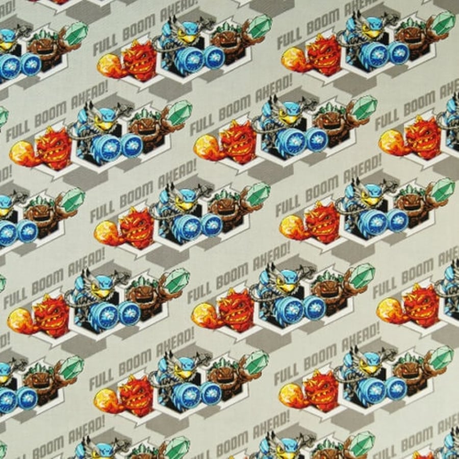 Fat Quarter Skylanders Full Boom Ahead On Grey ... - Folksy