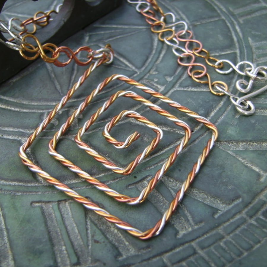 Twisted Copper,Gold Plate & Silver Plate Wi... - Folksy