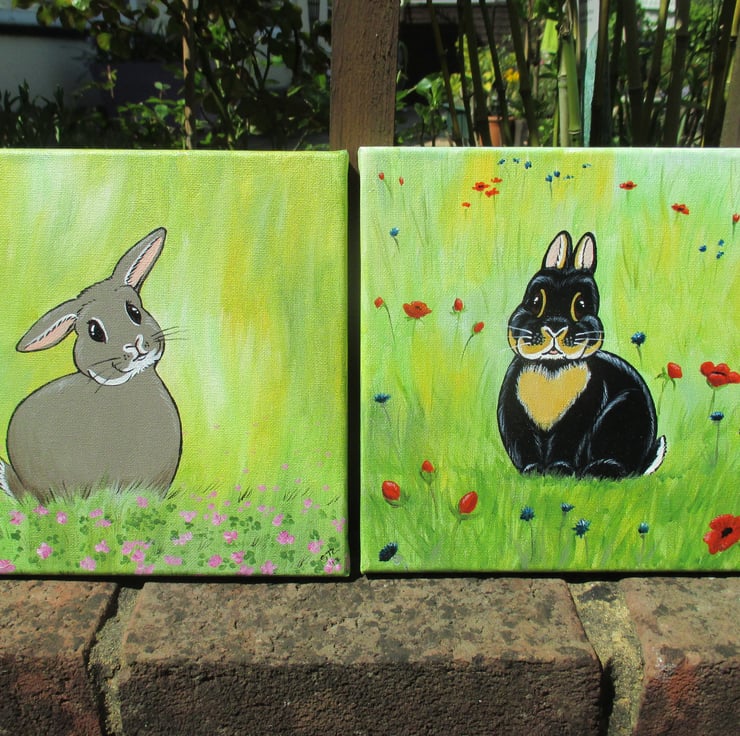 Bunny Painting Rabbit Picture Original Art Bunn... - Folksy