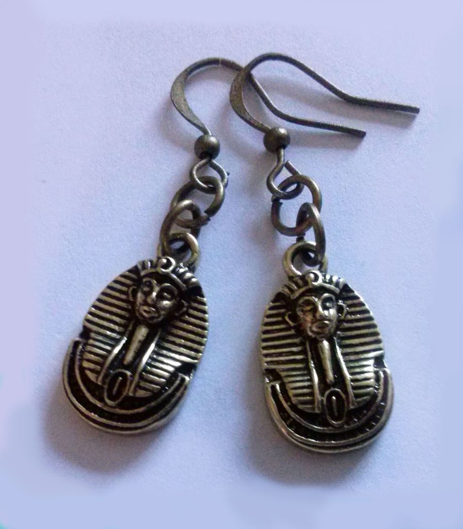 Bronze Tutankhamun Egyptian Egypt Drop Dangle E... - Folksy