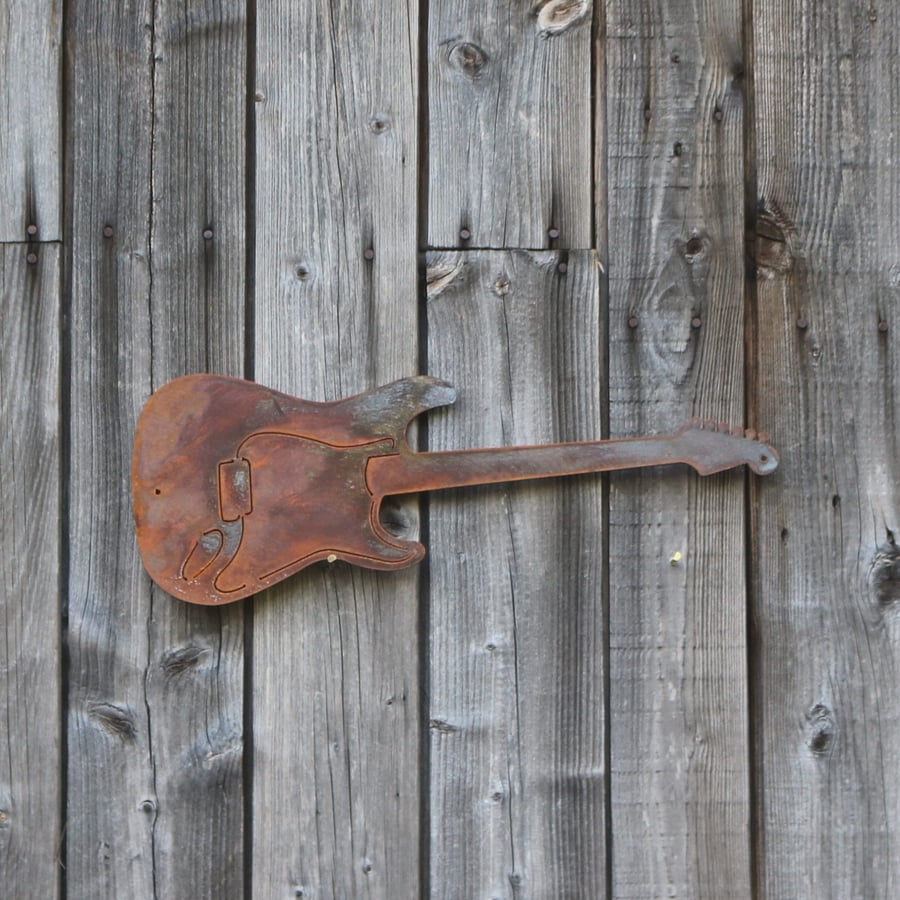 Rusty metal guitar outdoor and garden gift, wal... - Folksy