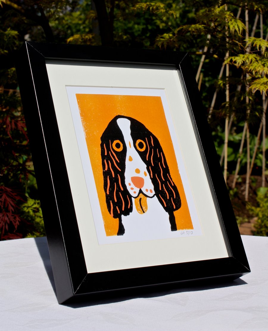 CUTE SPANIEL DOG LINOPRINTS-LIMITED EDITION-eit... - Folksy