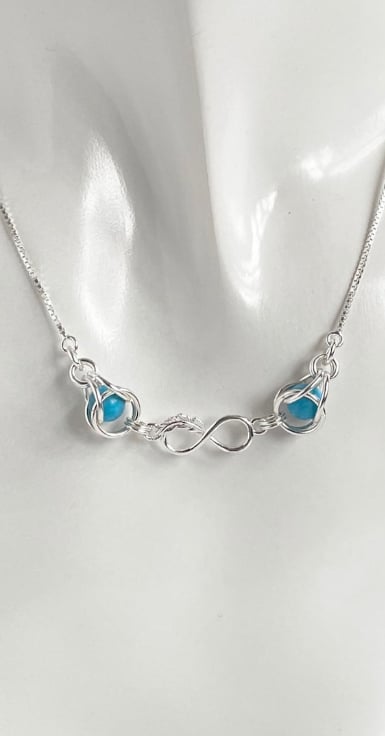 Sterling Silver Captured Turquoise Infinity Sym... - Folksy