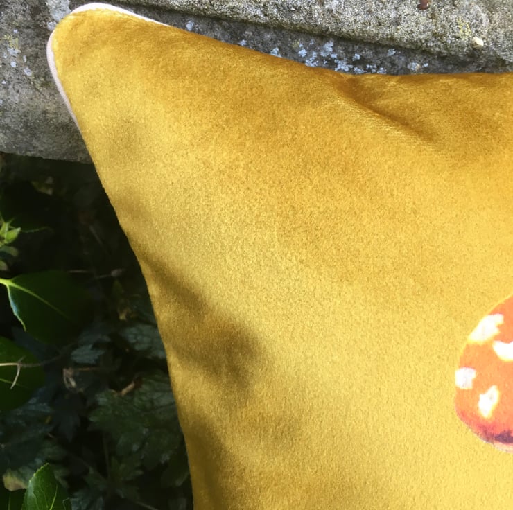 Mustard Velvet toadstool cushion. Free UK P &am... - Folksy