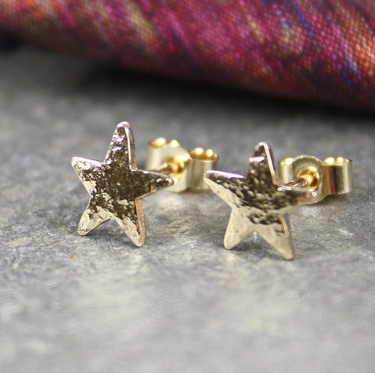 Gold Star stud earrings 9ct - Folksy