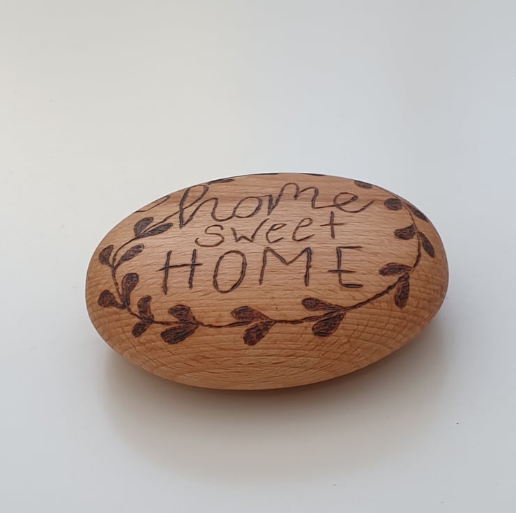 Home Sweet Home pyrography rustic round wooden ... - Folksy