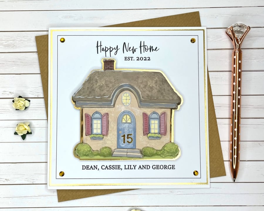 Handmade Personalised Cute House New Home Card ... - Folksy