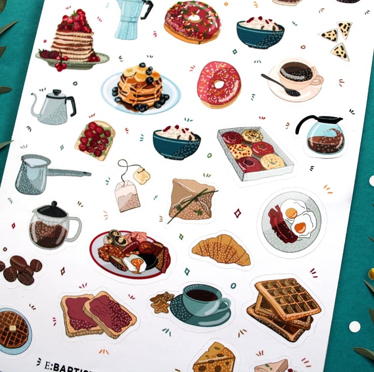 Breakfast Sticker sheet, Breakfast planner stic... - Folksy