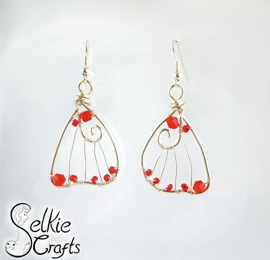 Butterfly Wings Handmade Wire Wrapped Earrings - Folksy