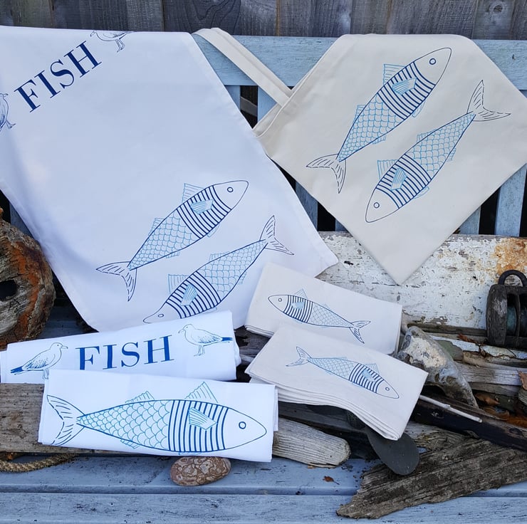 Fish in a Jumper Hand Screen Print - Folksy