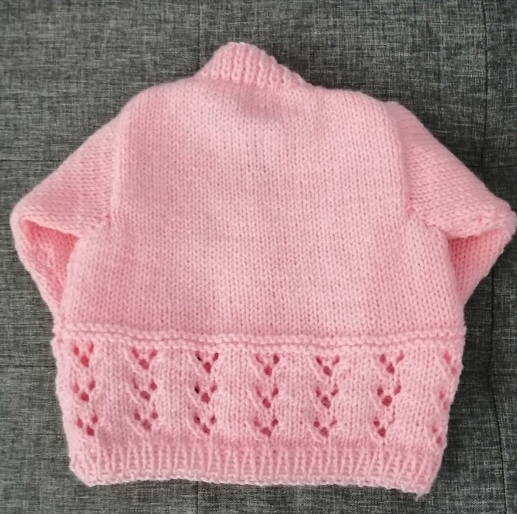 0-3 months hand knitted light pink cardigan - Folksy