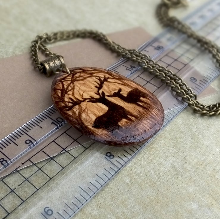 Stag and deer couple in the forest, pyrography ... - Folksy