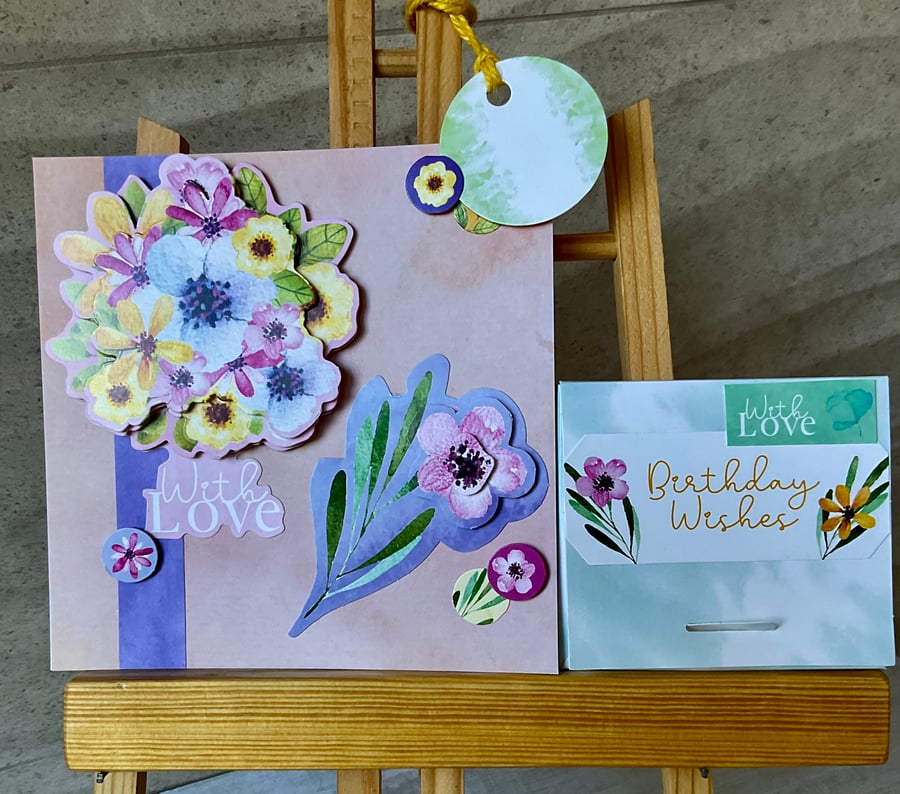 Card. Decoupage card, gift box and gift tag set - Folksy