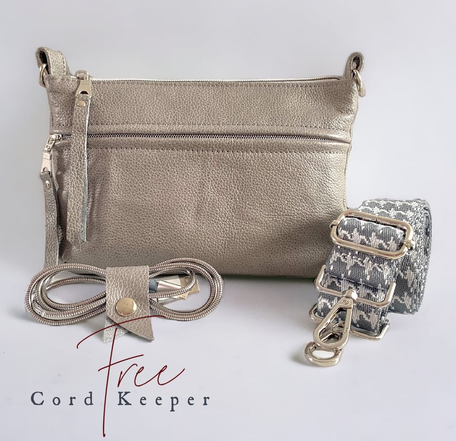 Leather Crossbody Bag - Grey Handbag - Eco Frie... - Folksy