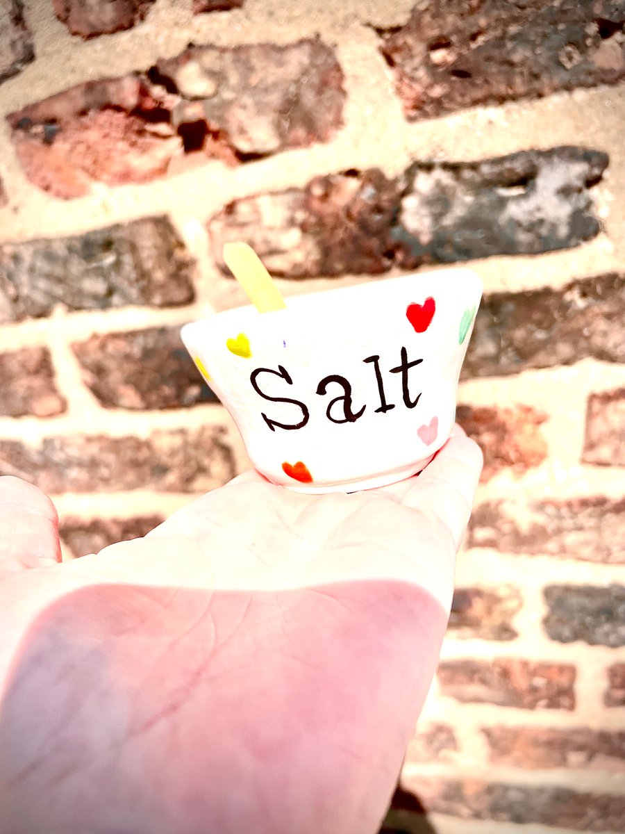 Handmade Salt Pot with Love Hearts - Folksy