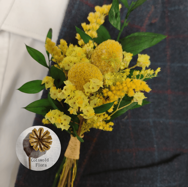 Dried Flower Yellow Buttonhole perfect for your... - Folksy
