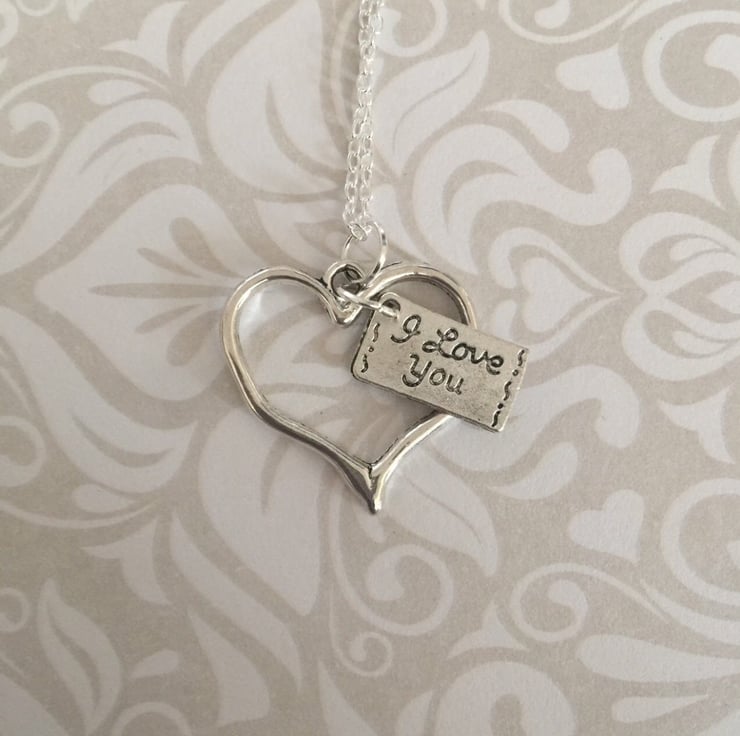 Love heart and note necklace - Folksy