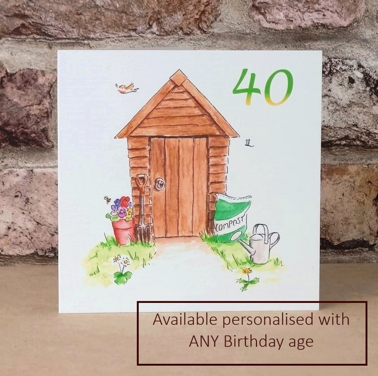 Birthday Card Garden Shed - Personalised with a... - Folksy