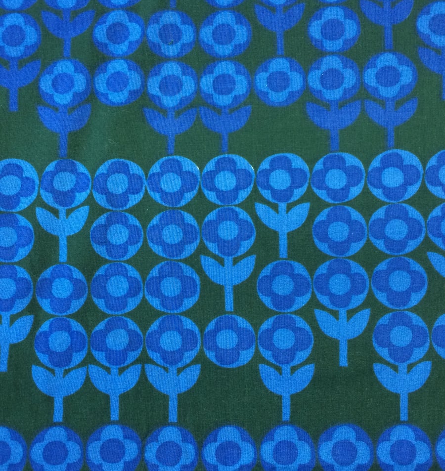 RARE Retro Blue Green Daisy 60s 70s VERDURE Hea... - Folksy