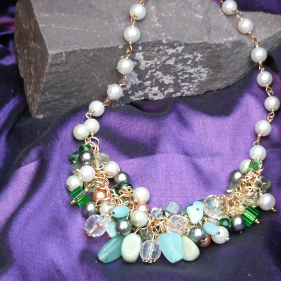 50 Shades of Green - Chunky Bead Necklace - Folksy