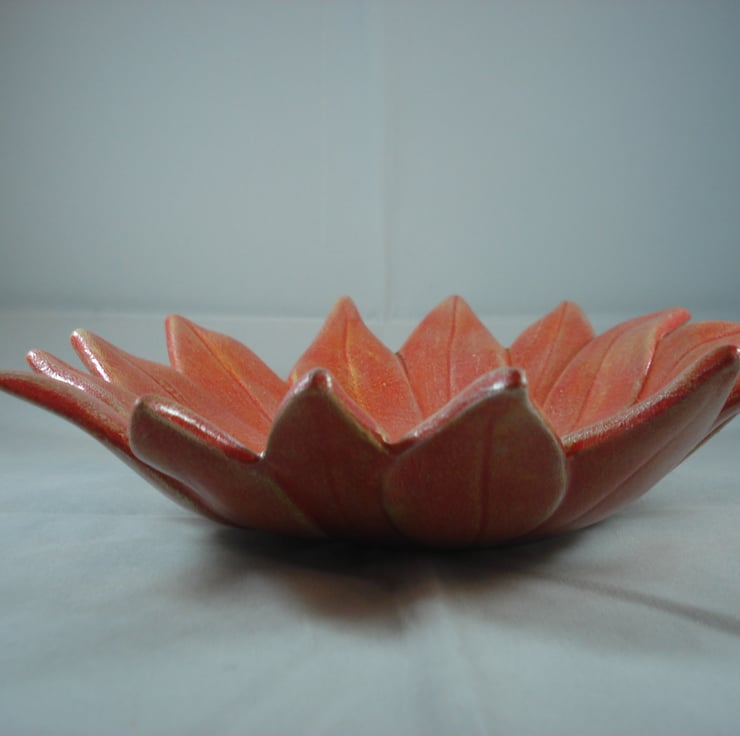 Ceramic Red Poinsettia Flower Ornamental Decora... - Folksy