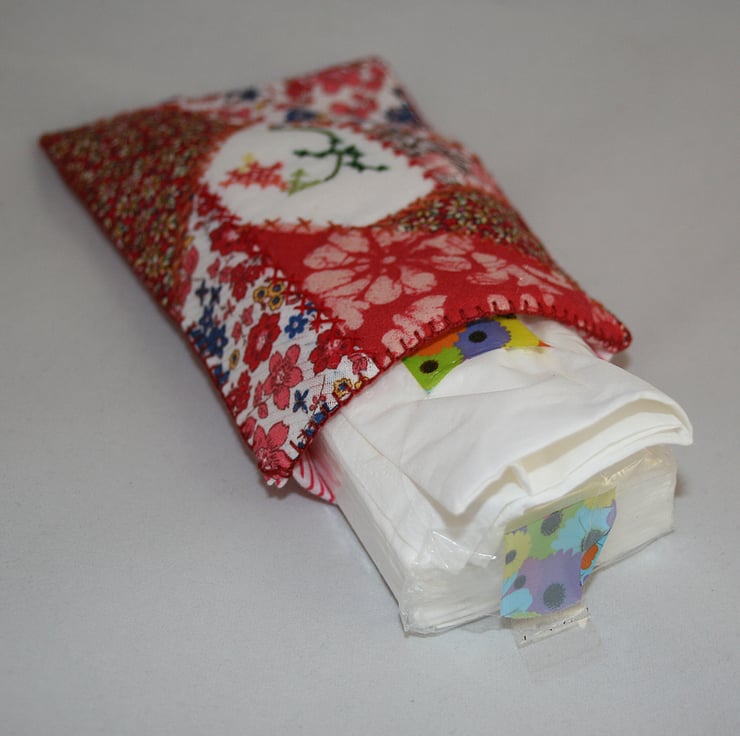 Patchwork Tissue Pouch - with vintage upcycled ... - Folksy