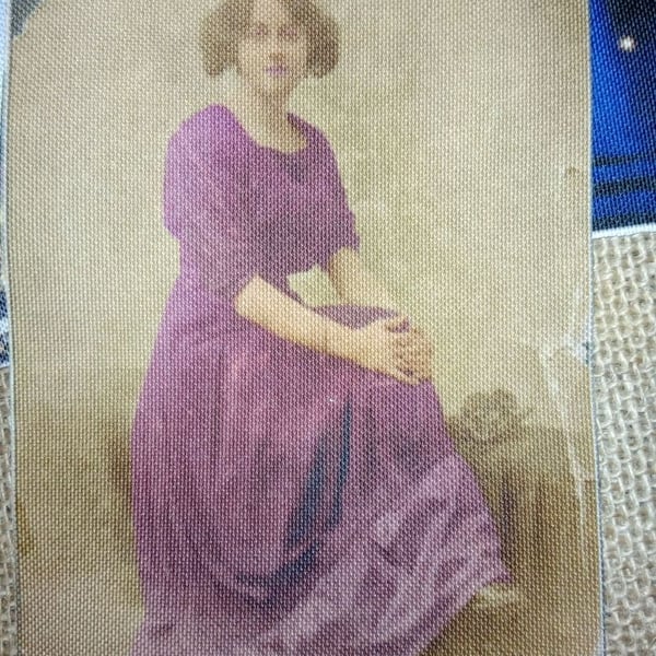 Edwardian lady fabric panel 10x15cm - Folksy