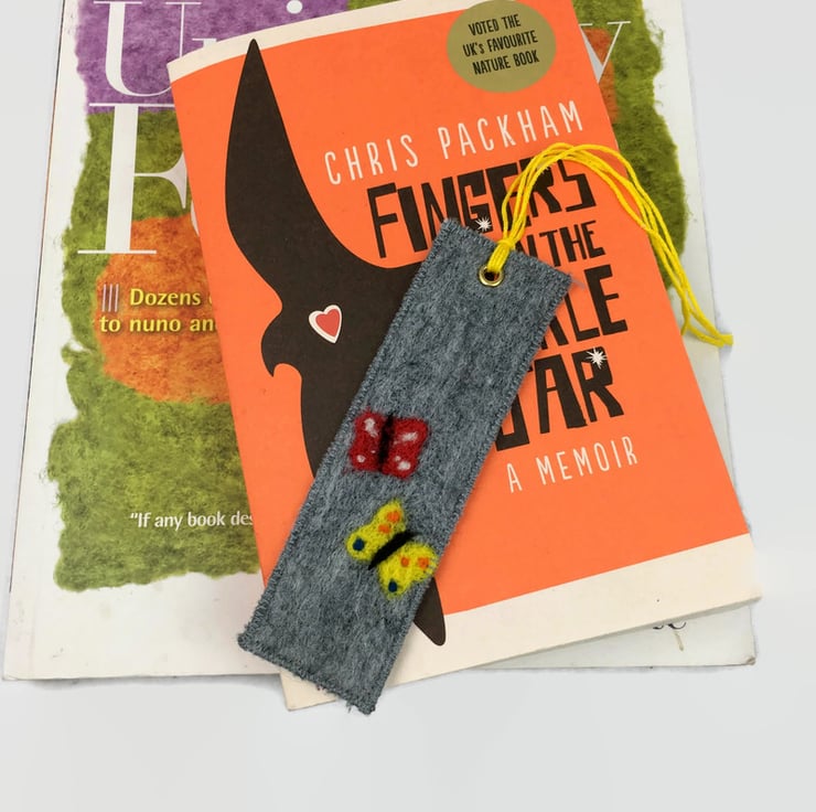 Felted bookmark with butterfly design - Folksy