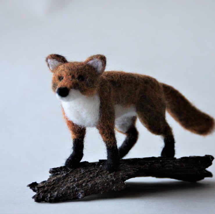 Standing fox - needle felted fox sculpture on a... - Folksy