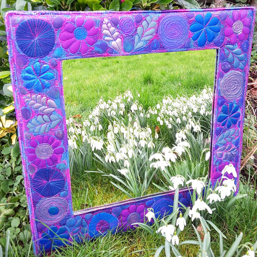 Textile Art Mirror Frame - Folksy