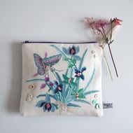 Zipped pouch made from a vintage embroidery but... - Folksy