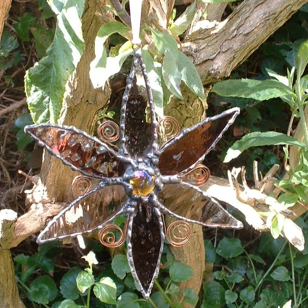 Pink & Purple Star Flower with Copper Foil ... - Folksy