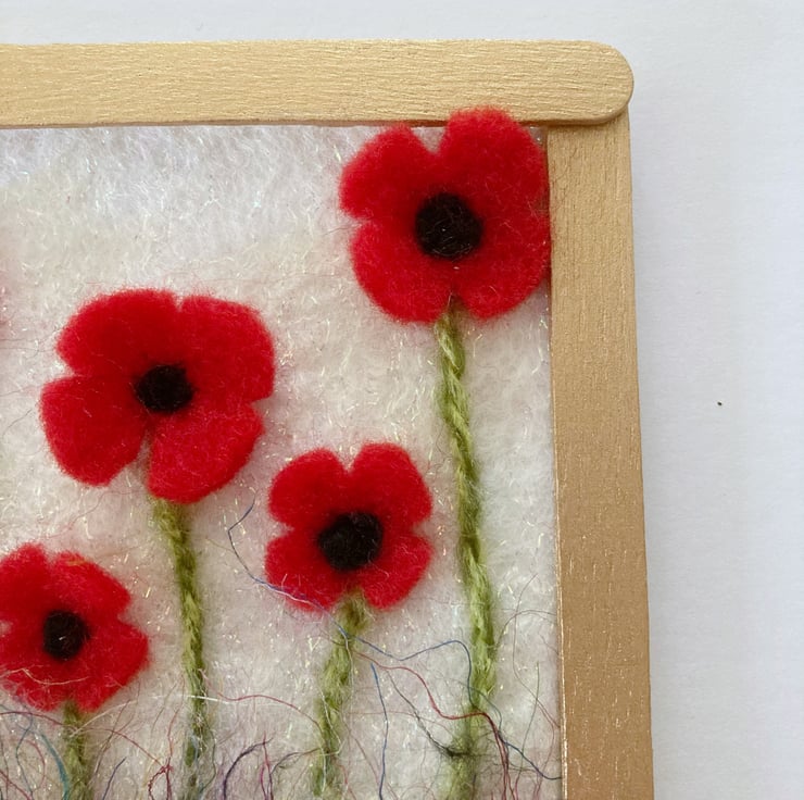3D felted poppy miniature picture - Folksy