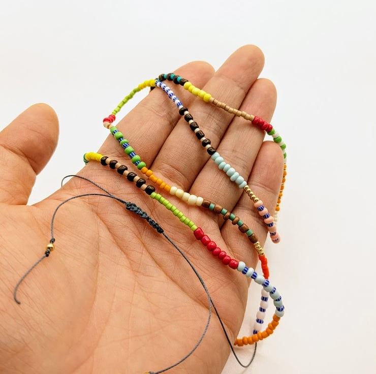 Multi colour glass thin sead bead long necklace... - Folksy