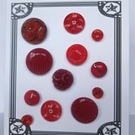 12 Vintage Red Glass Buttons - Folksy