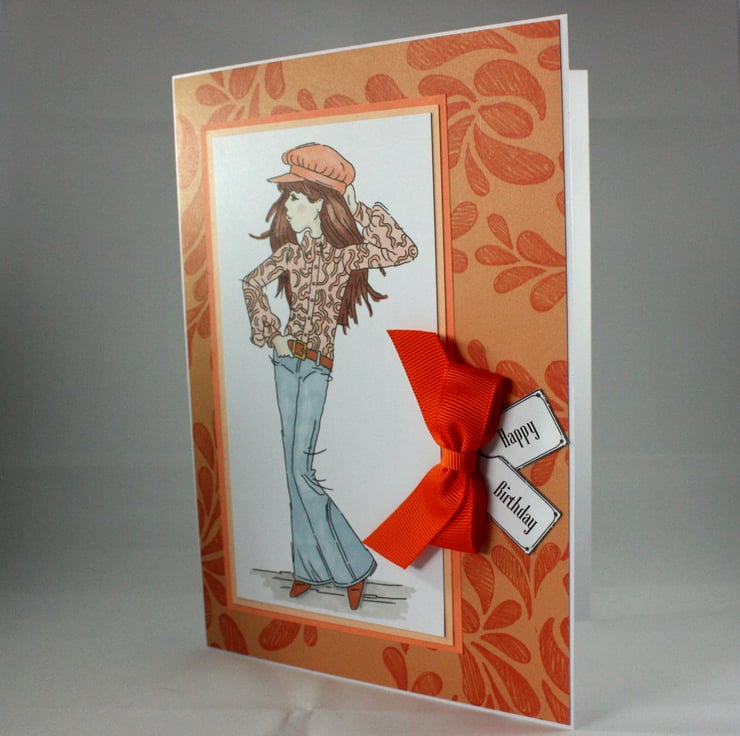 Handmade birthday card - fabulous flares - Folksy