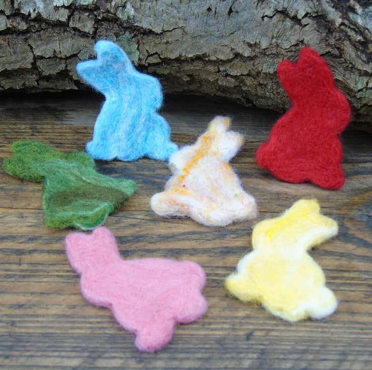6 Needlefelt rabbits wool rabbit for applique b... - Folksy
