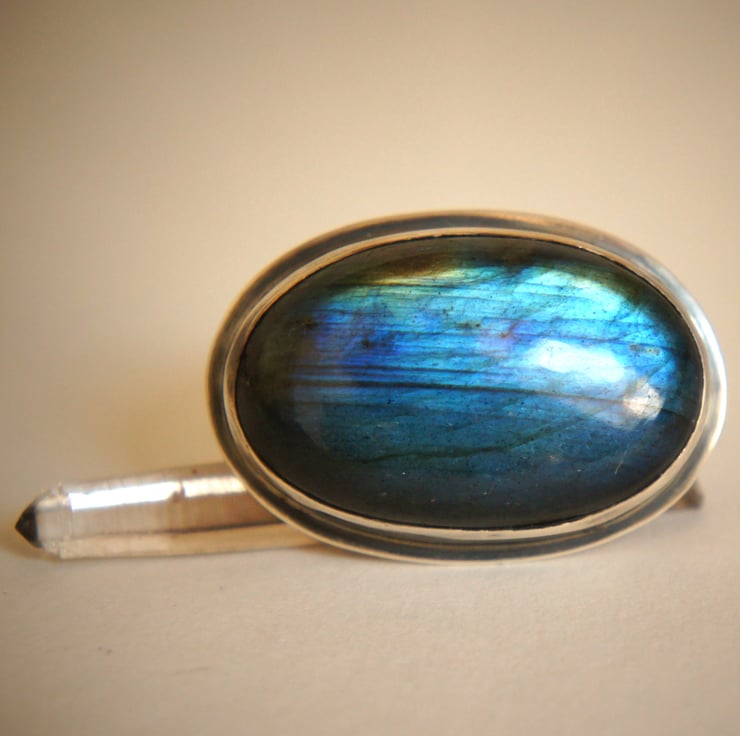Oval Labradorite and Sterling Silver Ring - Folksy