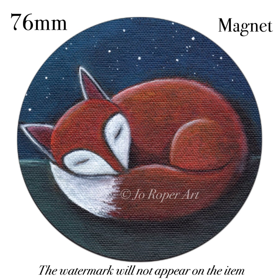 76mm Sleeping Fox Magnet by Jo Roper Art - Folksy