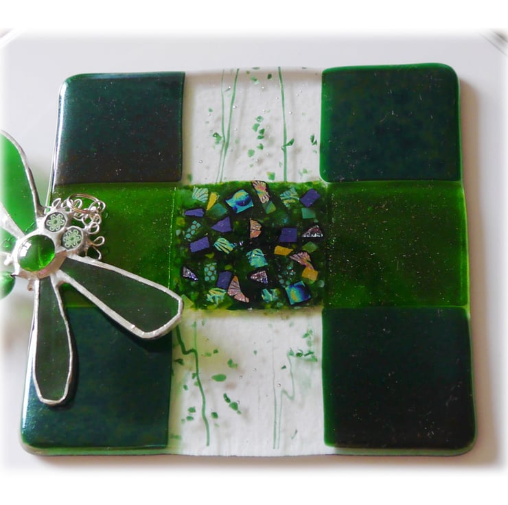 Fused Glass Trivet Green Trivet 16cm 025 - Folksy