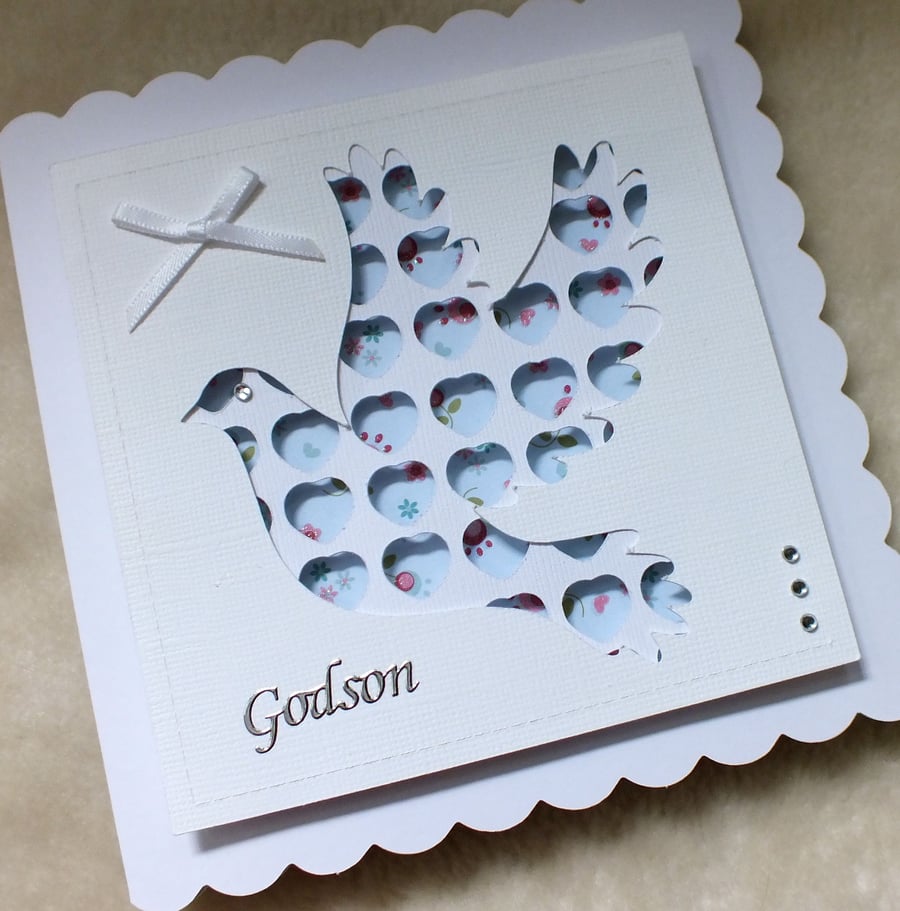Luxury Handmade Godson Christening Card - Folksy