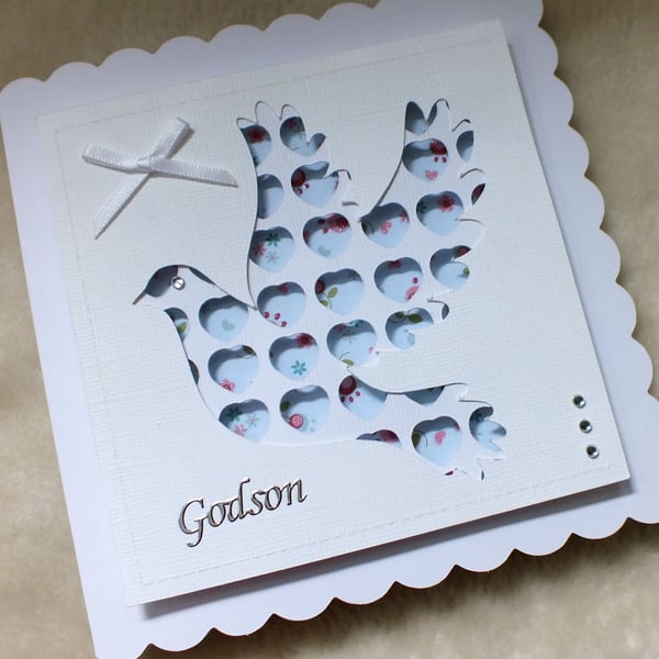 Luxury Handmade Godson Christening Card - Folksy