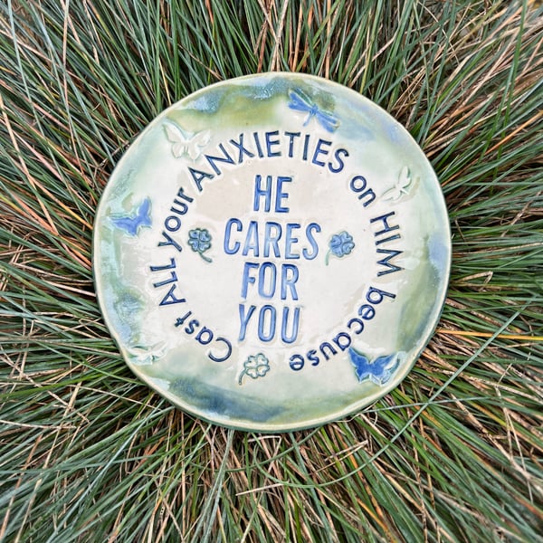 Ceramic Dish - Bible Scripture Verse - Cast ALL... - Folksy