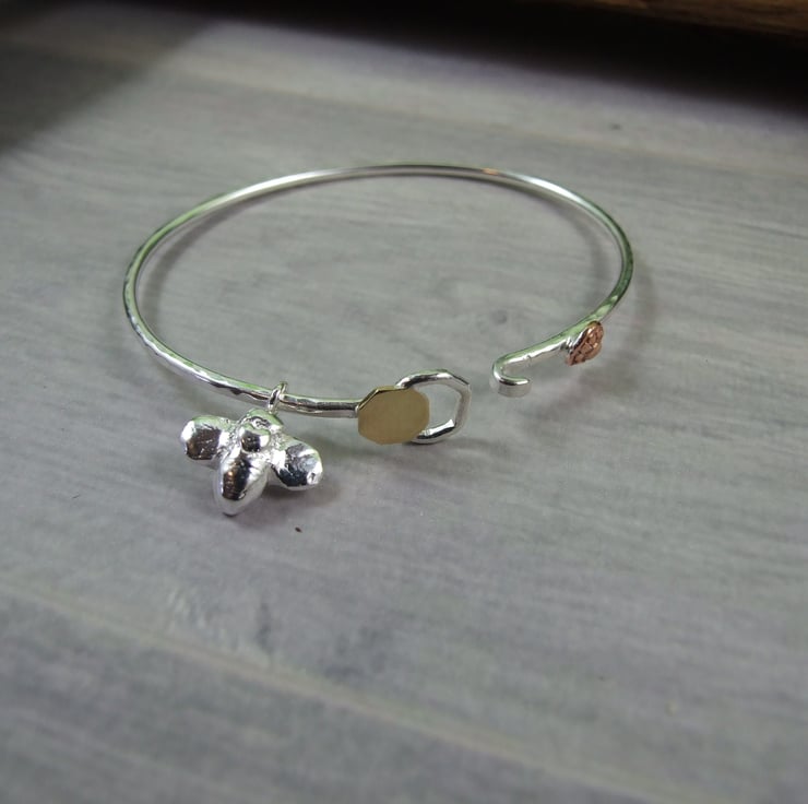 Sterling Silver Tension Bangle with Clasp and B... - Folksy
