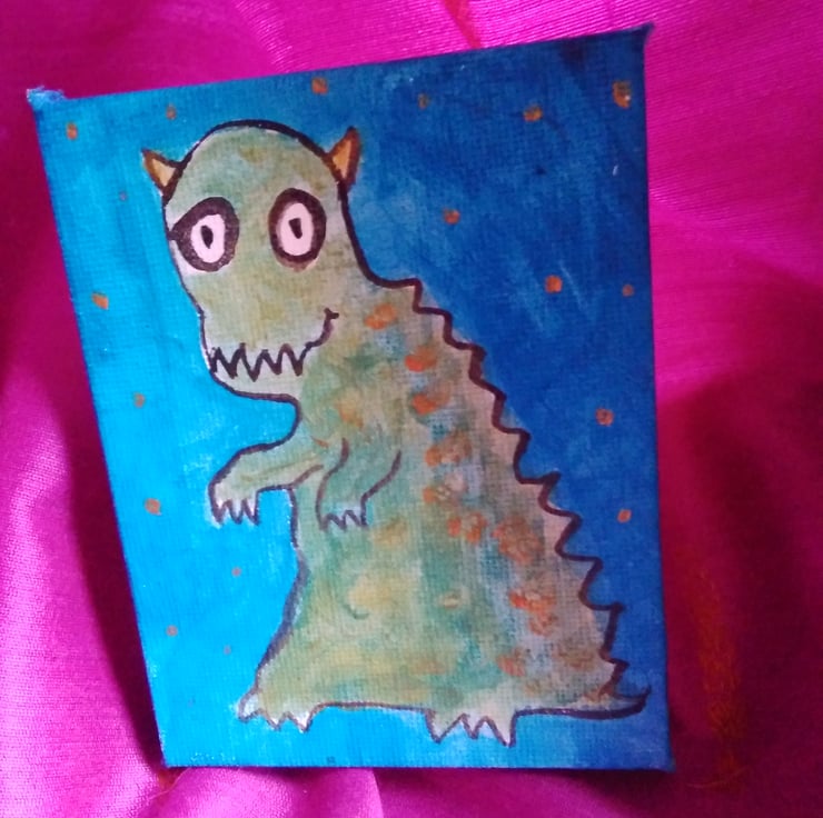 Green Monster Mini-painting - Folksy